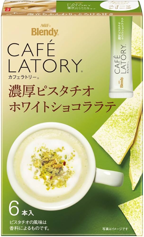 AGF Blendy Cafe Latte Sticks, Thick Pistachio White Chocolate Latte, 6 ...